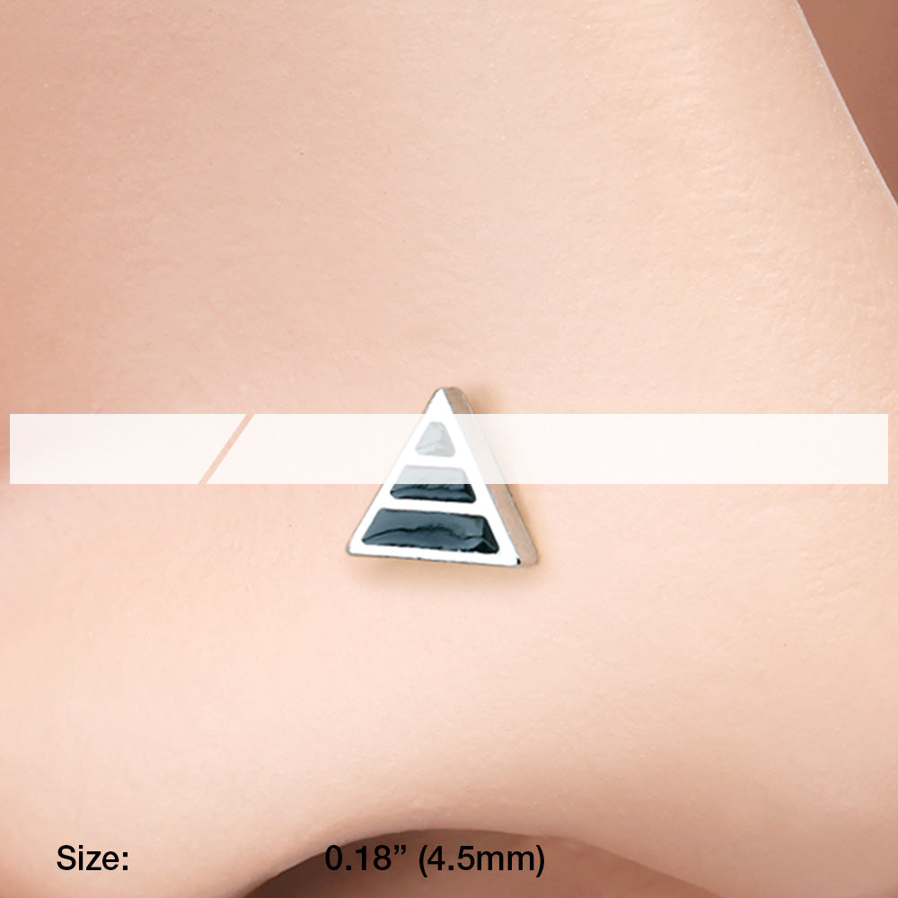 Triple Black Stripe Triangle L-Shaped Ring-Steel - BM25.com