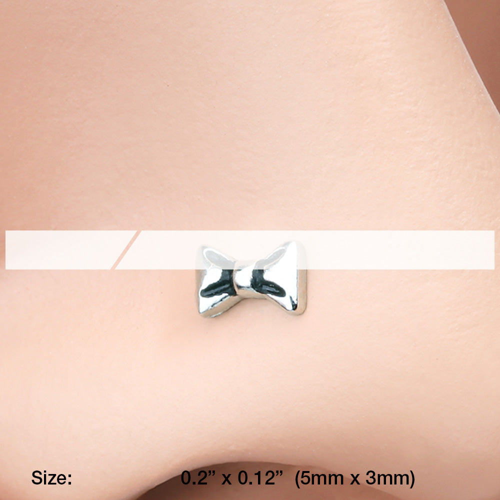 Adorable Dainty Bow-Tie L-Shaped Nose Ring-Steel - BM25.com