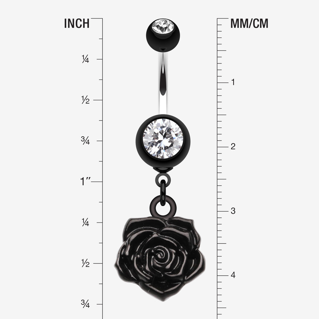 Immortal Rose Belly Button Ring-Black - BM25.com
