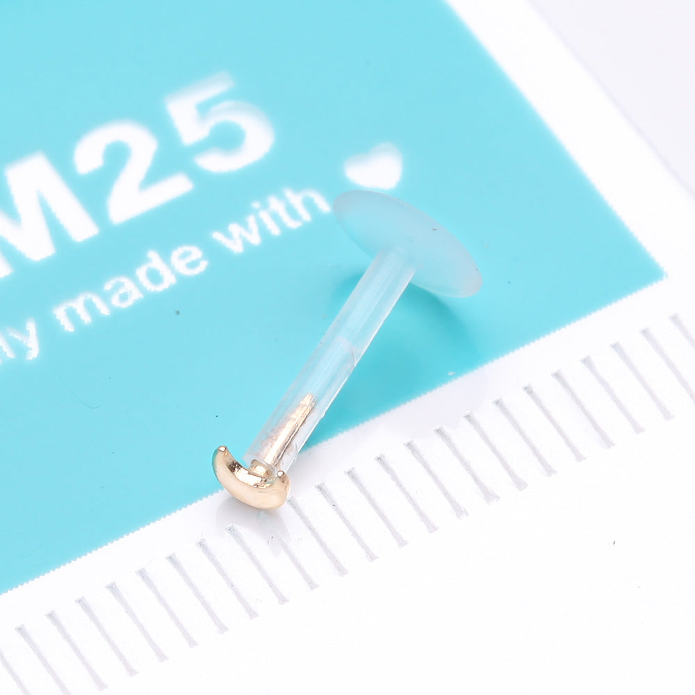 14 Karat Gold Crescent Moon Plate Top Bio-Flex Labret - BM25.com