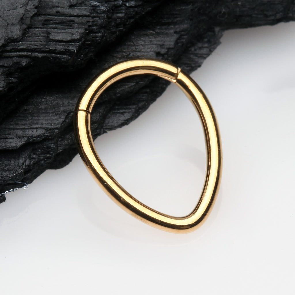 Golden Teardrop Eggy Steel Seamless Clicker Hoop Ring - 16 GA (1.2mm ...