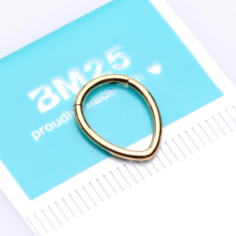 Golden Teardrop Eggy Steel Seamless Clicker Hoop Ring - 16 GA (1.2mm ...