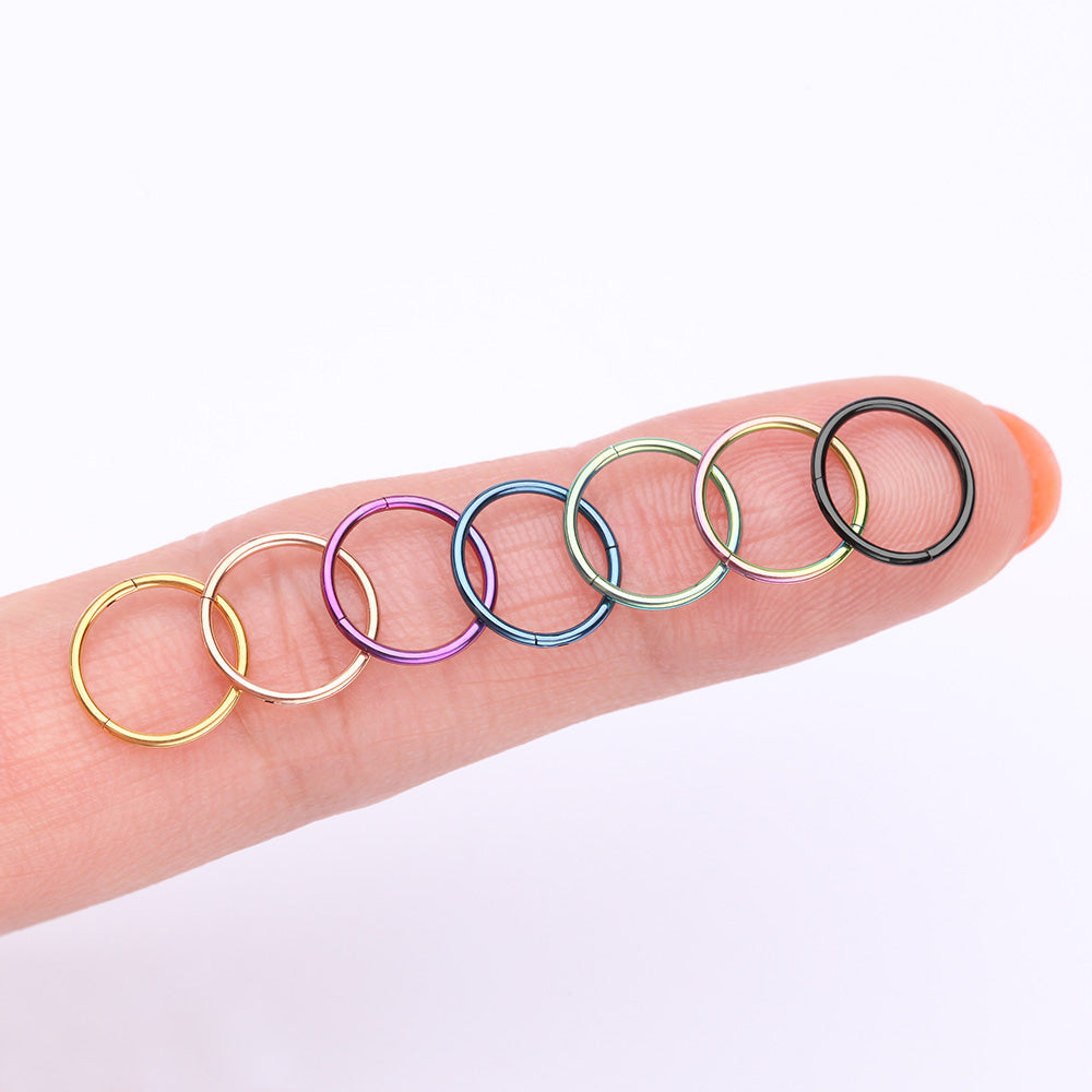 Implant Grade Titanium PVD Colorline Basic Seamless Hinged Clicker Hoop Ring-Rainbow - 20 GA (0 ...