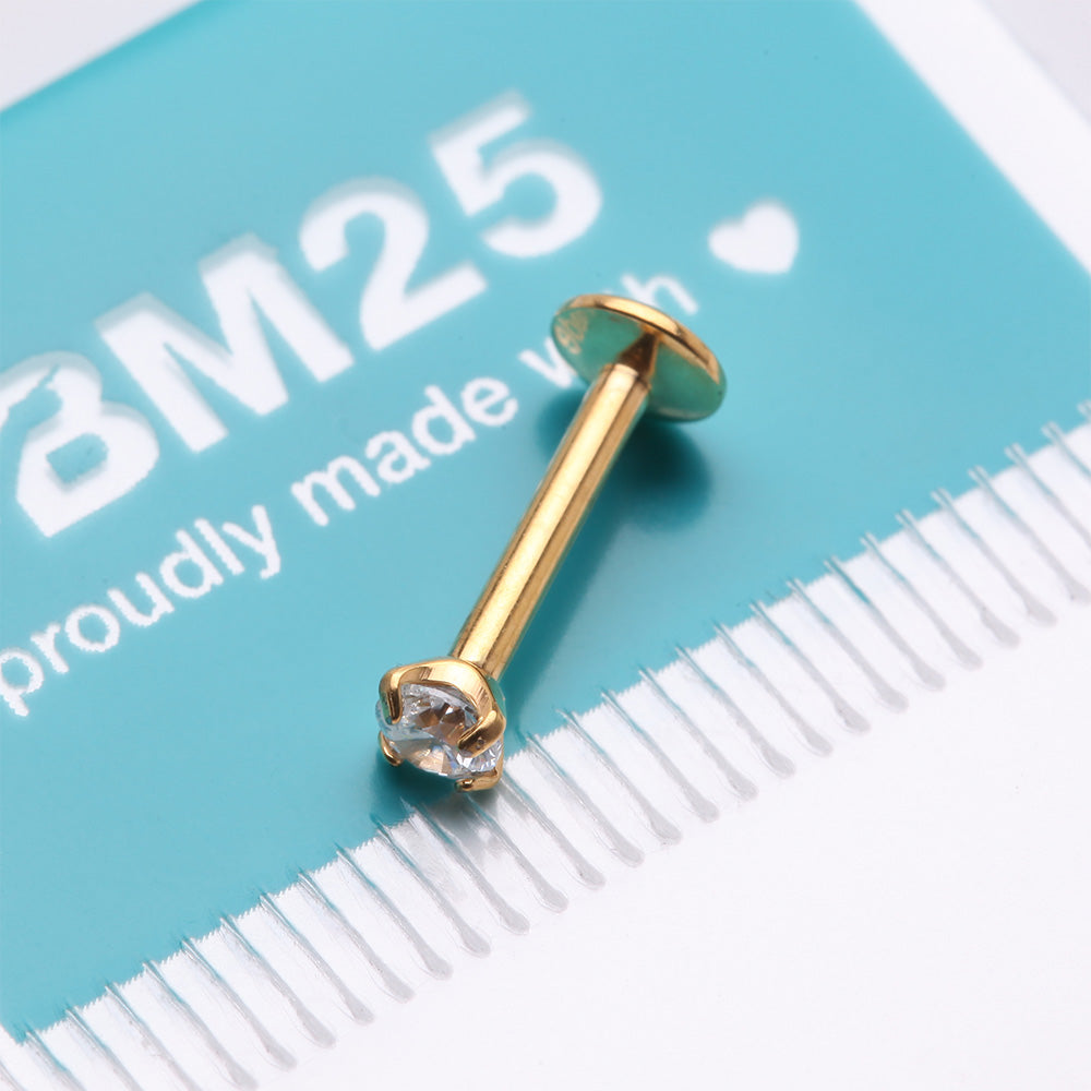 Implant Grade Titanium Golden Internally Threaded Gem Sparkle Prong Set ...