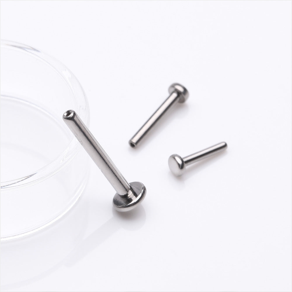 Implant Grade Titanium OneFit Threadless Flat Back Stud Labret Bar Par ...